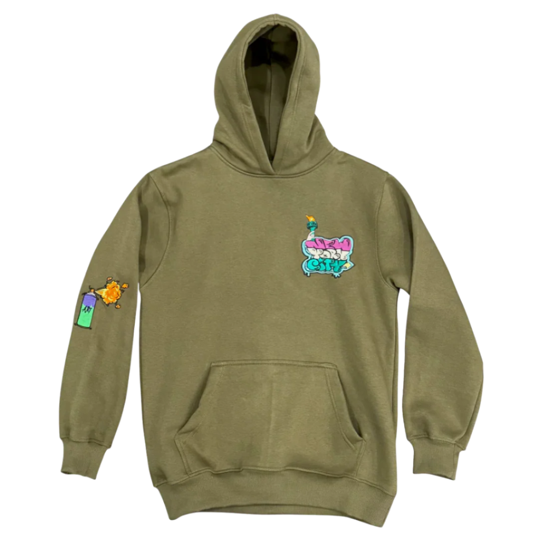 NYC Graffiti Embroidery Hoodie – Streetwear Art Pullover – Askannyc